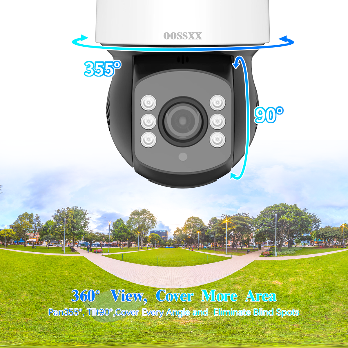 (360° PTZ Digital Zoom) Wired Security Camera System Outdoor Home Vide ...
