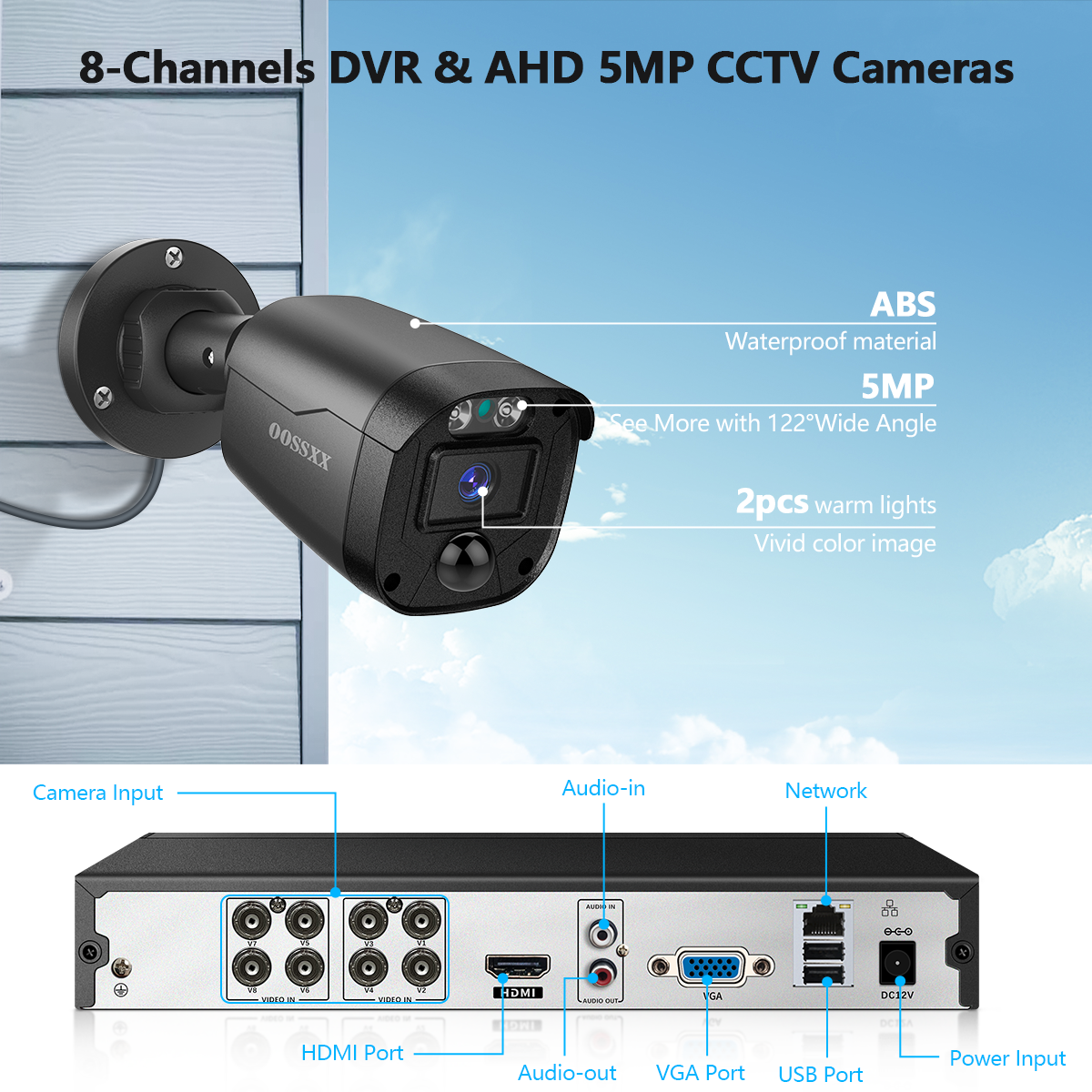 (Full HD 5MP Definition) Wired Security Camera System for Outdoor Home ...