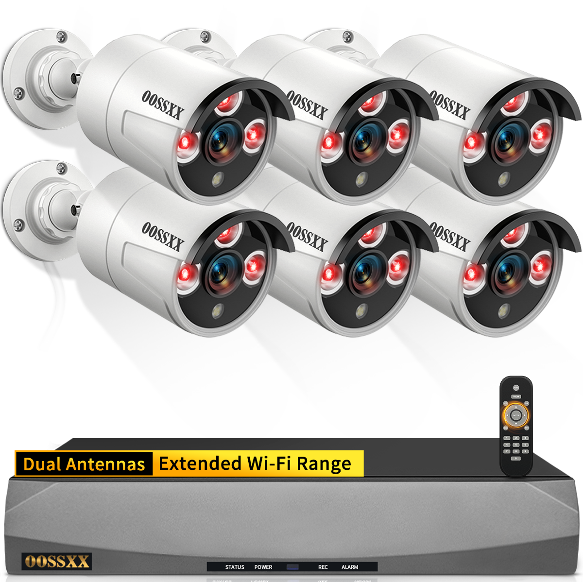 OOSSXX Outdoor Wired Security Camera System, 5MP POE Surveillance Came