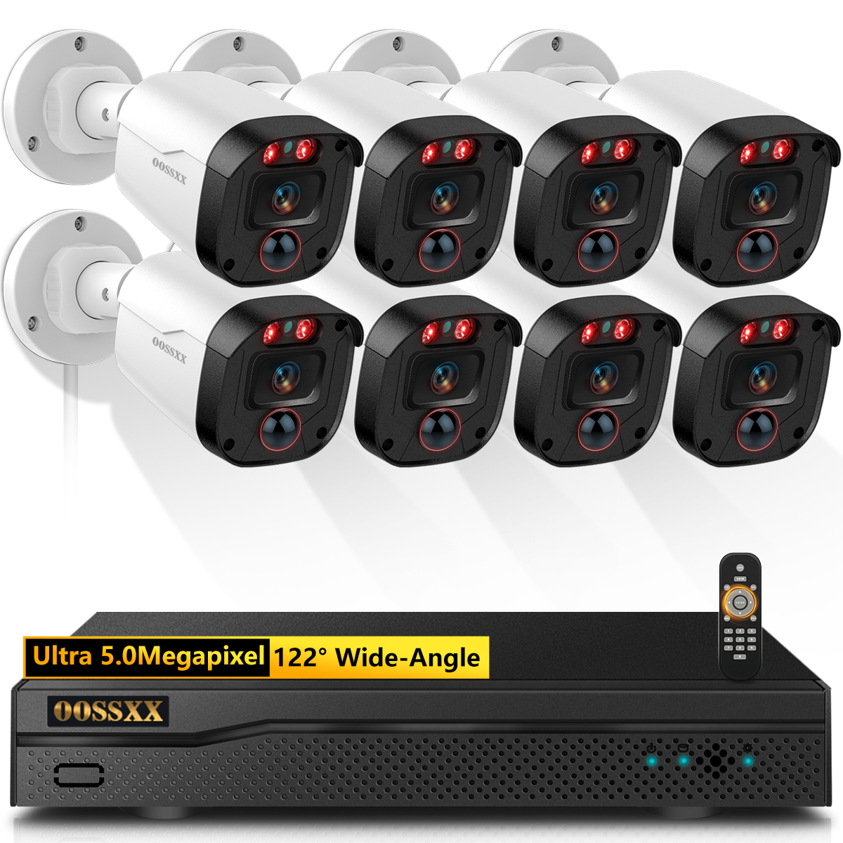 OOSSXX 5MP Wired Outdoor Security Camera with 80FT Night Vision, Surve