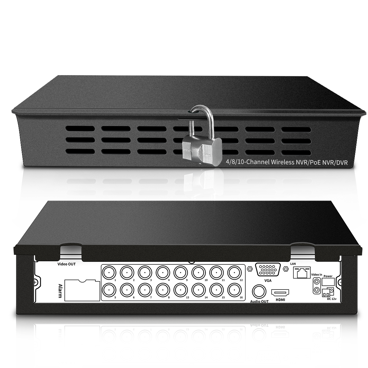 NVR/DVR Lock Box Heavy Duty Steel 9.13" x 10.7" x 2.48" for Wall or Fl ...