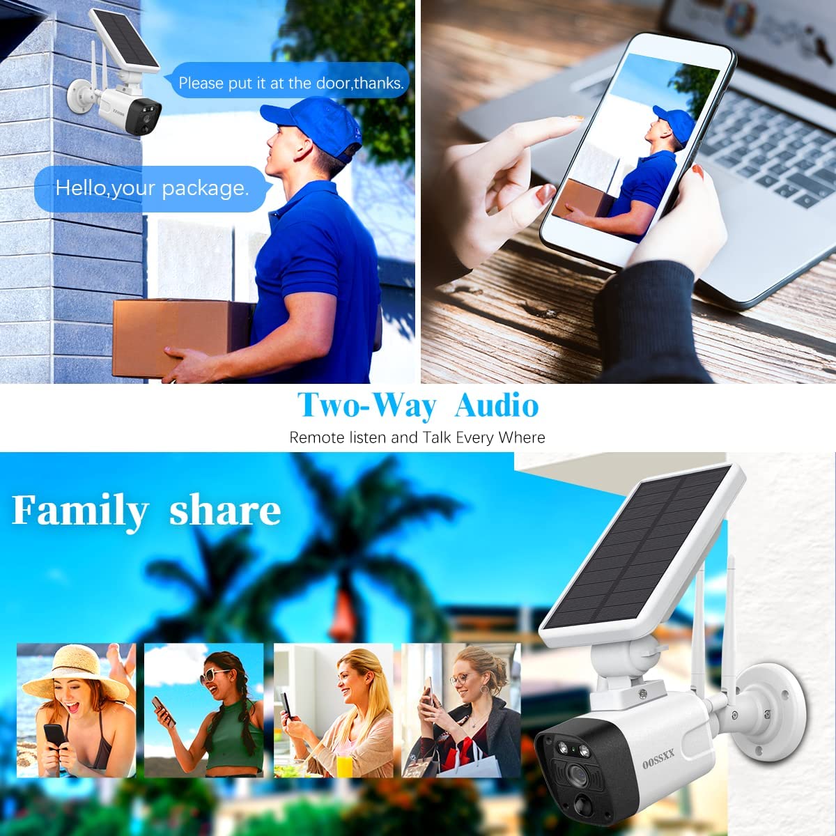 Solar Powered Outdoor 3.0MP Wireless Camera with Rechargeable Batter ...