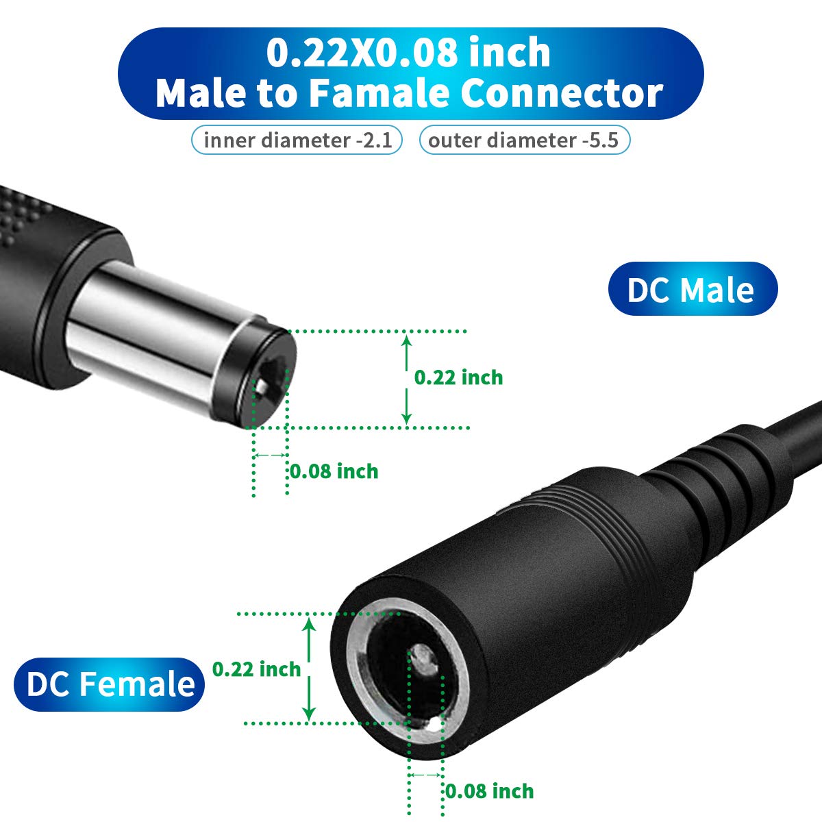 DC 12V Plug Power Adapter Extension Cable for CCTV Security Camera – OOSSXX