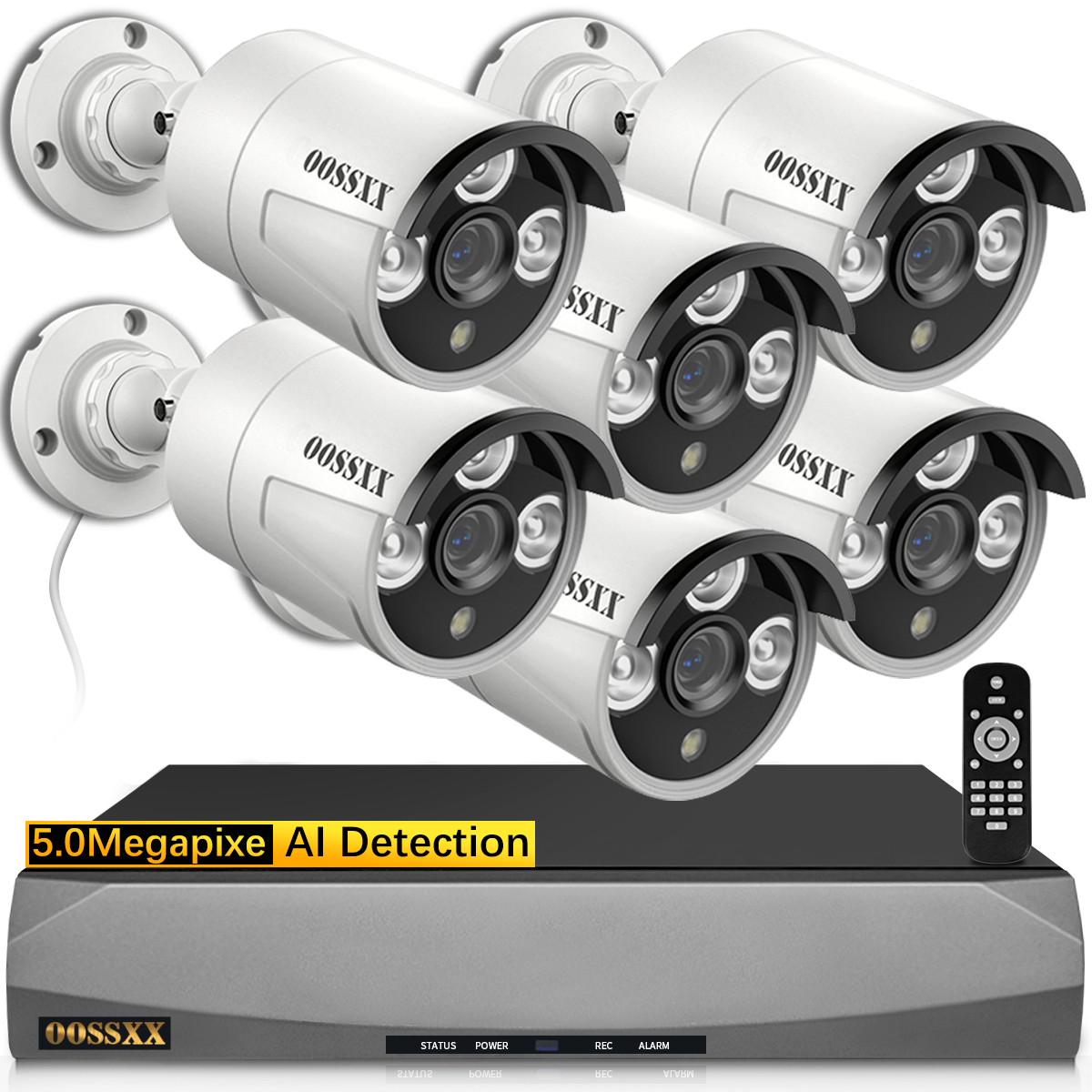 OOSSXX 8CH 5MP POE Home Security Video Surveillance Camera System,